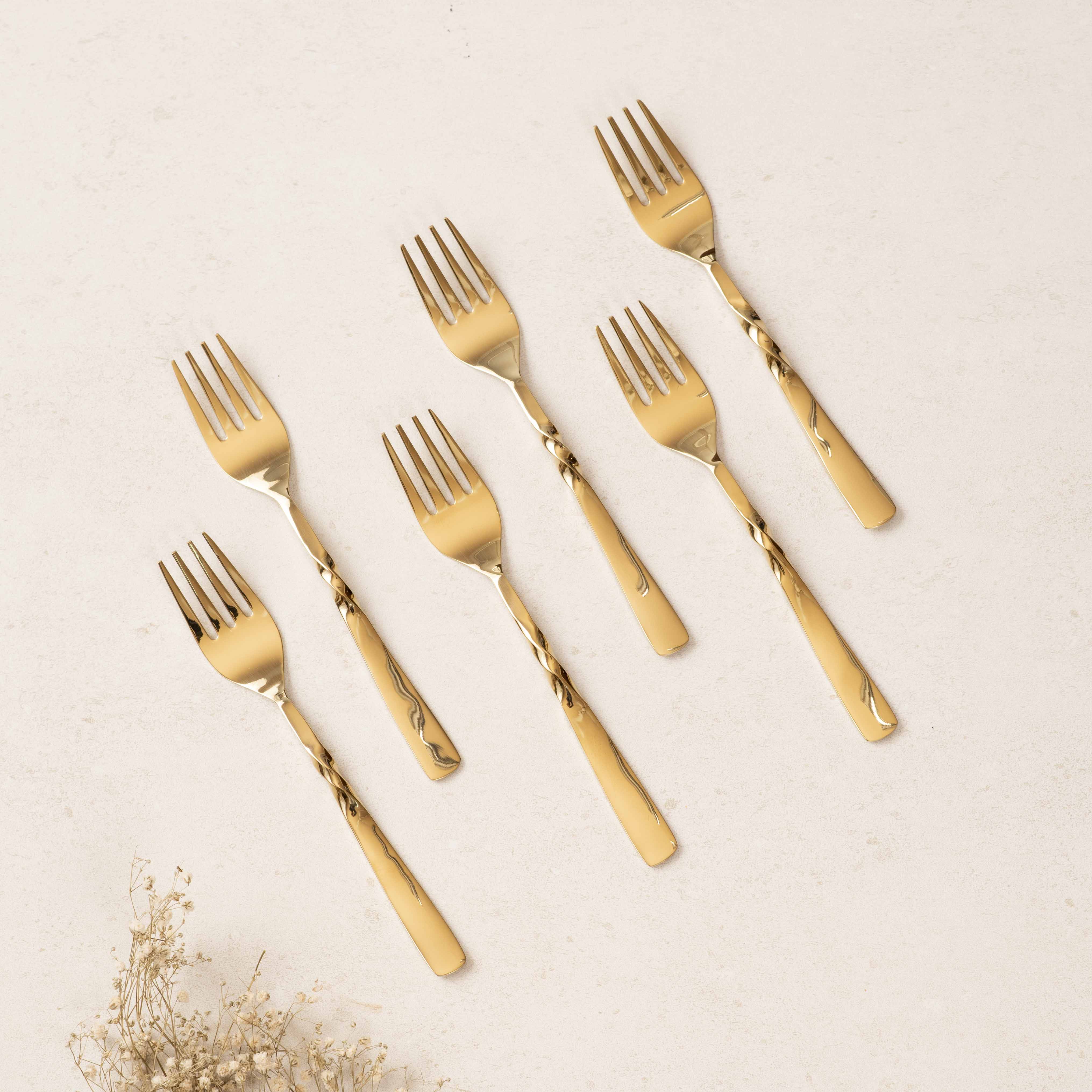 All Purpose Forks Set of 6 - Twisted Gold – The Decor Remedy